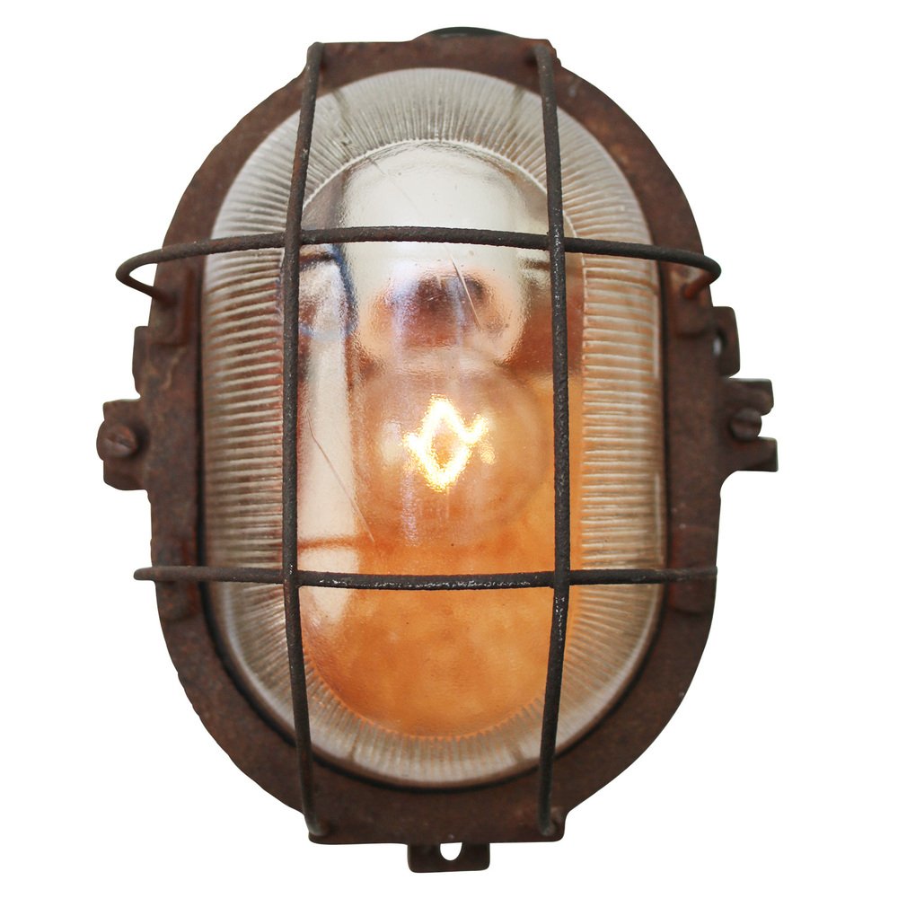 Vintage Industrial Wall Light in Rust Cast Iron for sale at Pamono