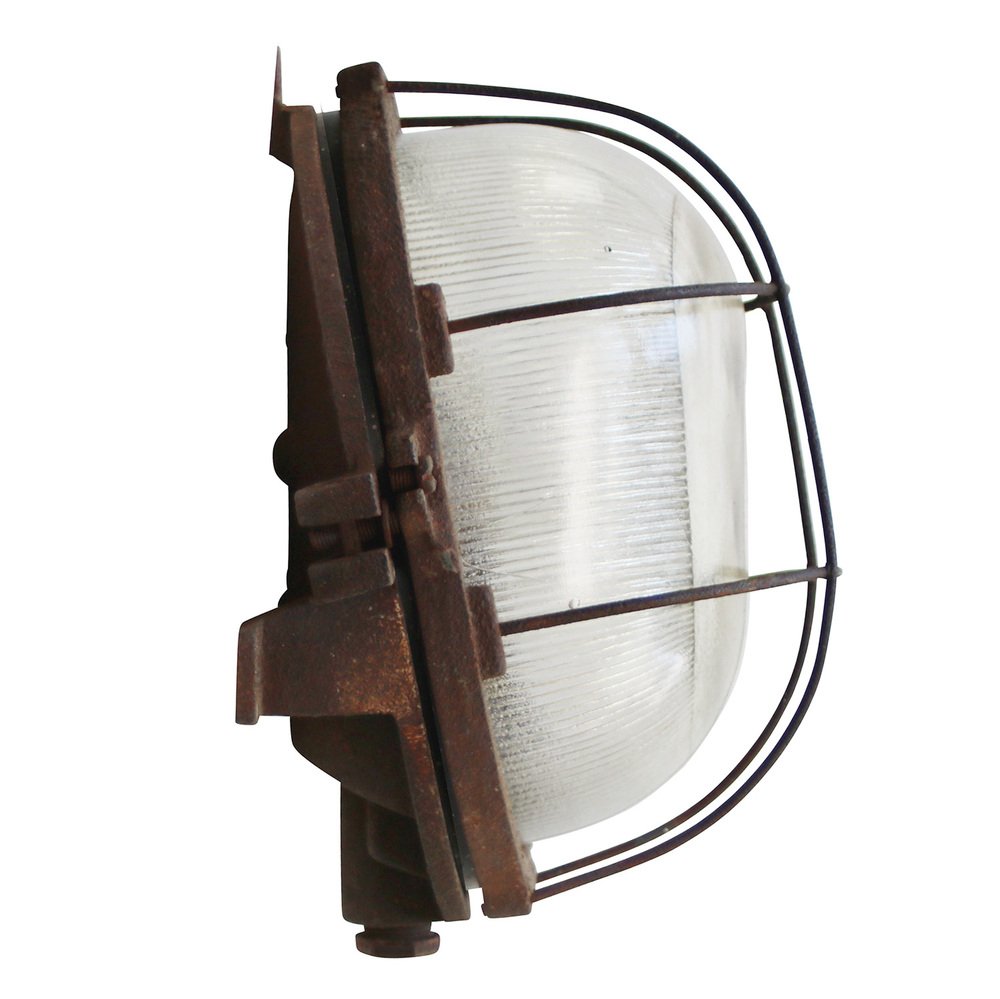 Vintage Industrial Wall Light in Rust Cast Iron for sale at Pamono