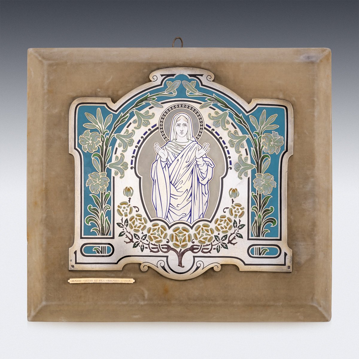 Antike französische Ikone der Heiligen Maria aus Silber & Emaille, 1890 bei Pamono kaufen