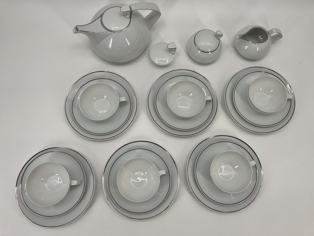 Tac Tea Service in Platinum by Walter Gropius for Rosenthal, Set of 25 ...