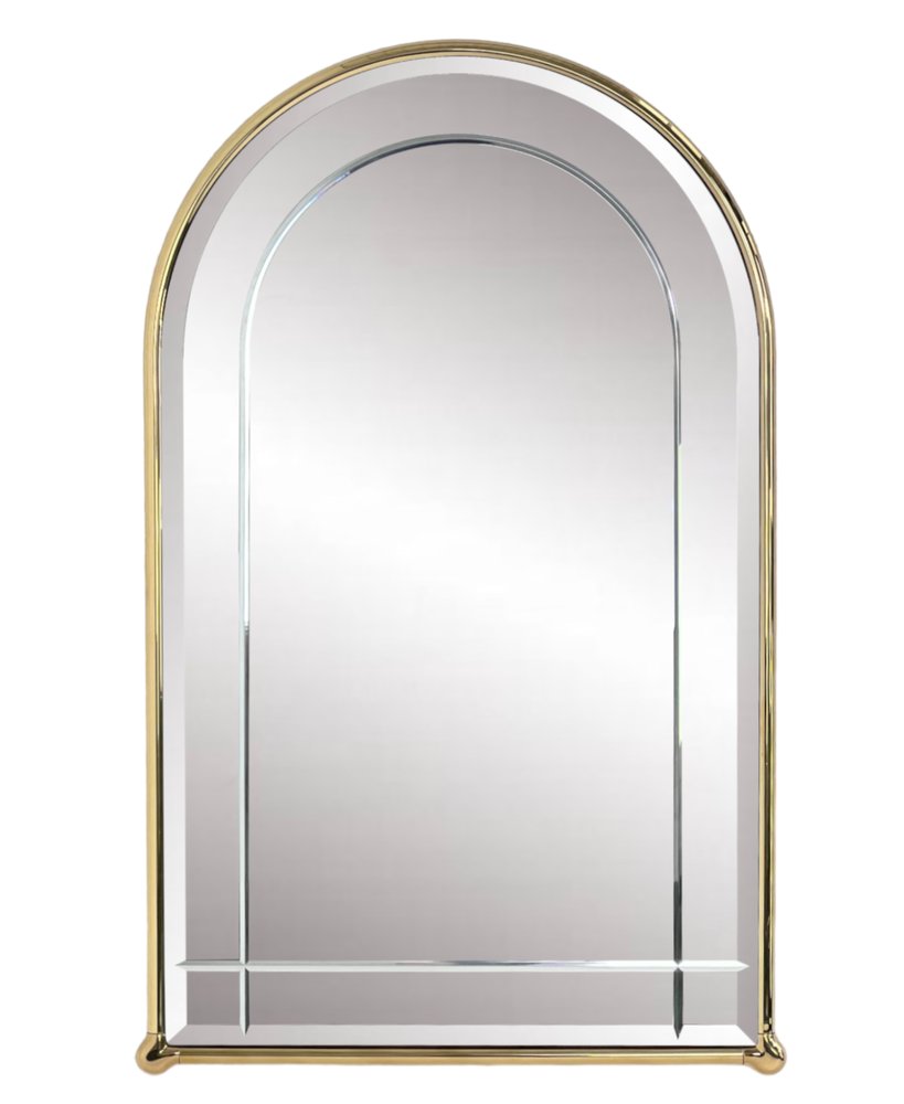 Brass Beveled Mirror with Arche Shape for sale at Pamono