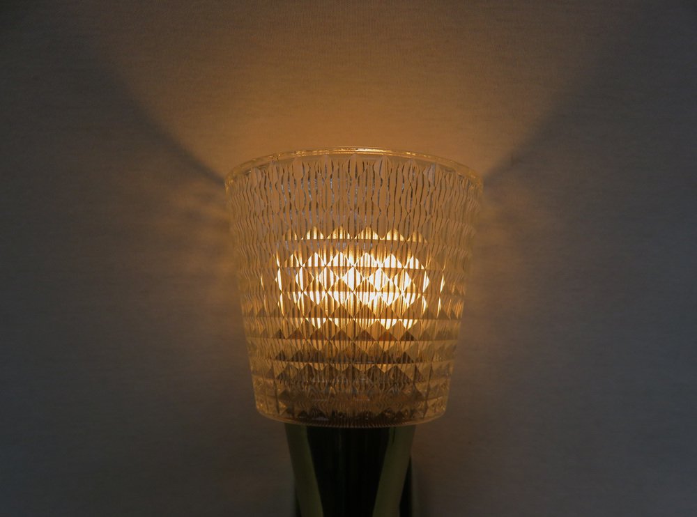 Wall Lights Torches, 50s, Brass, Beige, Glass, 2 Set, 1950s, Set of 2 ...