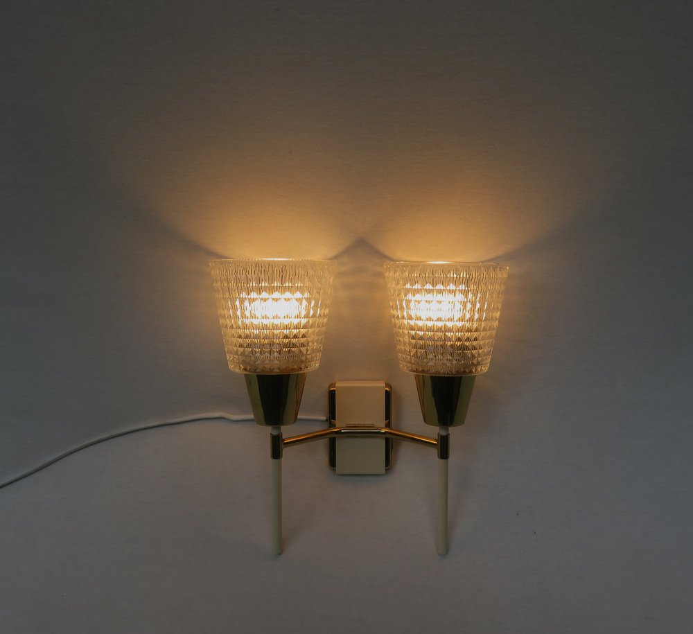 Wall Lights Torches, 50s, Brass, Beige, Glass, 2 Set, 1950s, Set of 2 ...