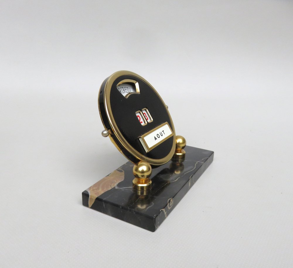 Black and Gilt Eternal Calendar with Marble Base from Mistral, France ...