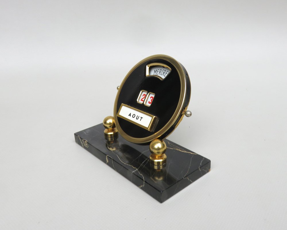 Black and Gilt Eternal Calendar with Marble Base from Mistral, France ...