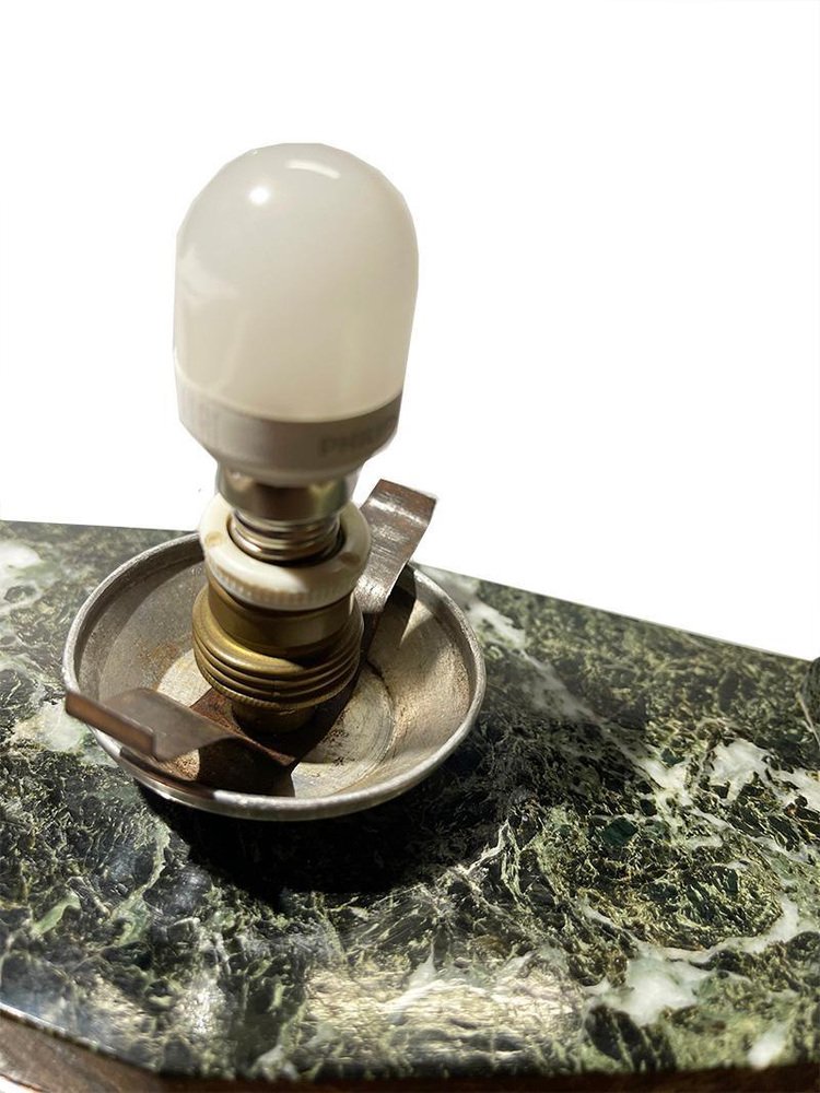French Art Deco Marble Inkwell with Lamp, 1920 for sale at Pamono