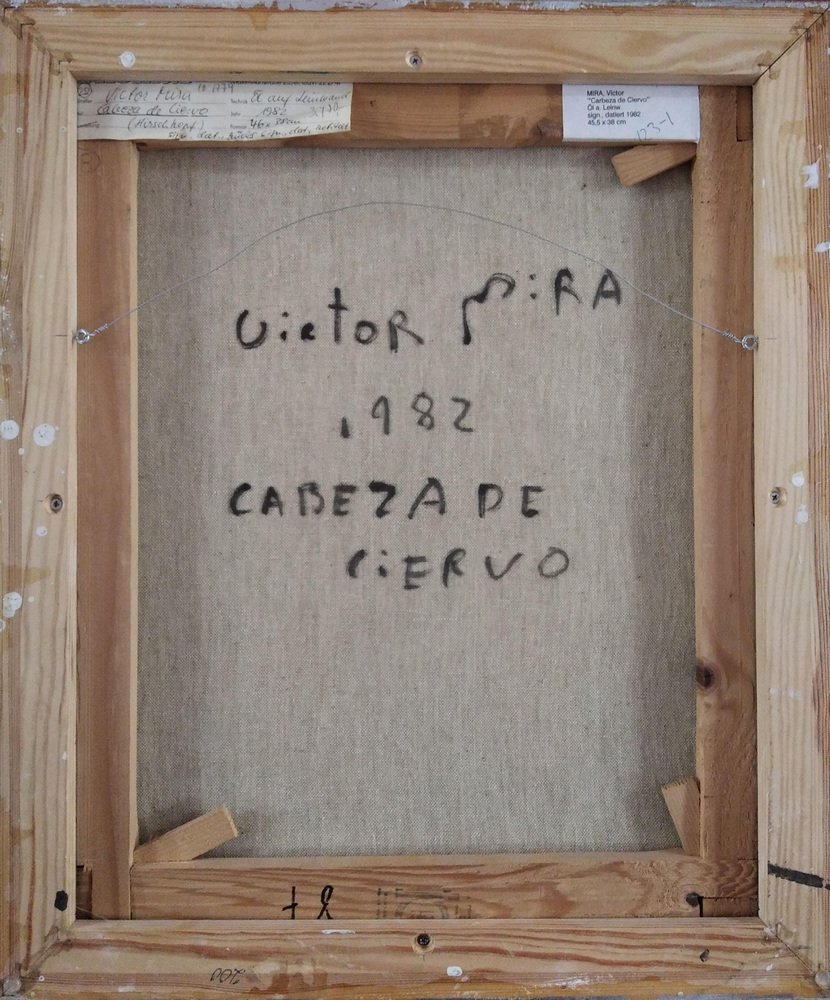 Victor Mira, Deer Head, 1982, Oil on Canvas for sale at Pamono