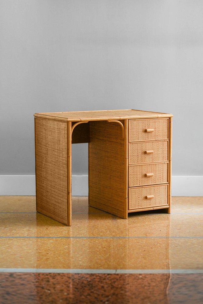 Bamboo Desk with Drawers, 1980s for sale at Pamono