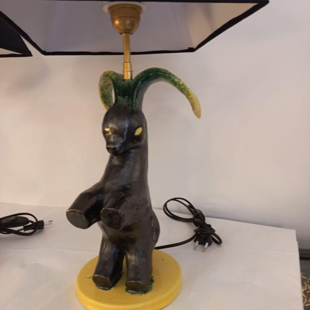 Goat Ceramic Lamps, Set of 2 for sale at Pamono