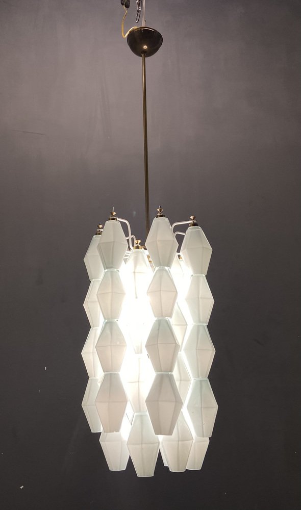 White Polygon Pendant Light, 1980s, Set of 2 for sale at Pamono