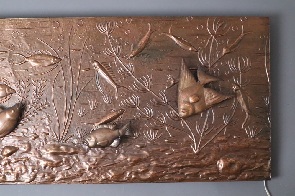 Underwater Illuminated Copper Relief with Fish, 1950s for sale at Pamono