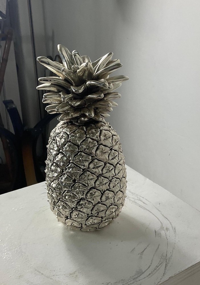 Large Italian Silver Laminated Pineapple, 1970s for sale at Pamono