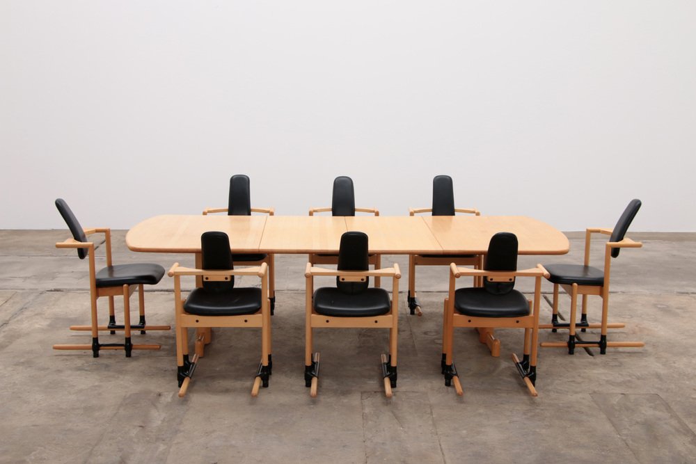 Large Table with Chairs by Peter Opsvik for Stokke, 1990s, Set of 9 for ...