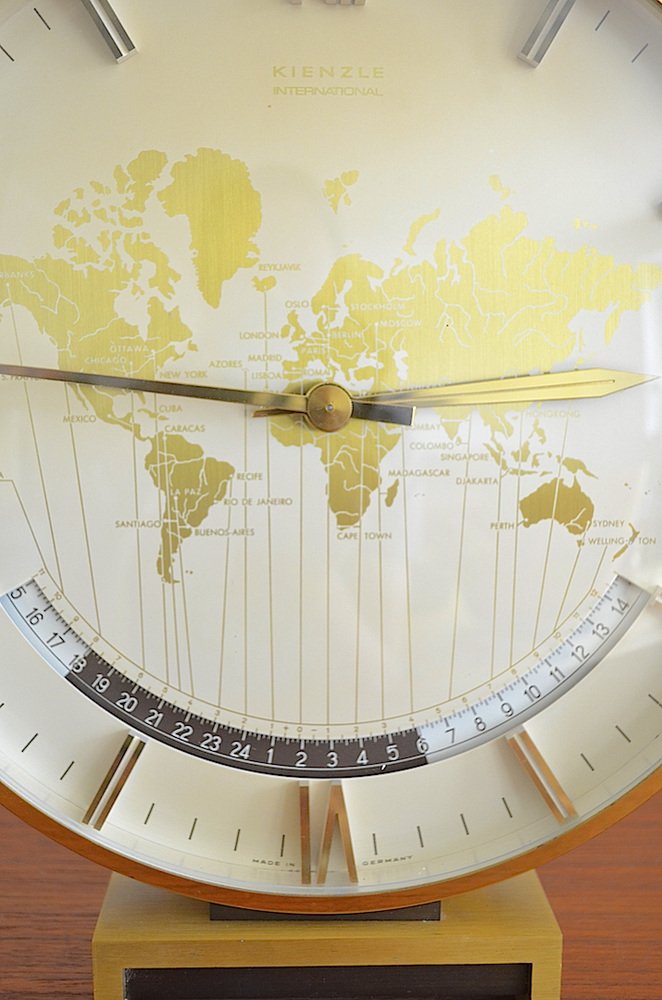 Large Art Deco World Time Clock by Heinrich Möller for Kienzle, 1950s ...