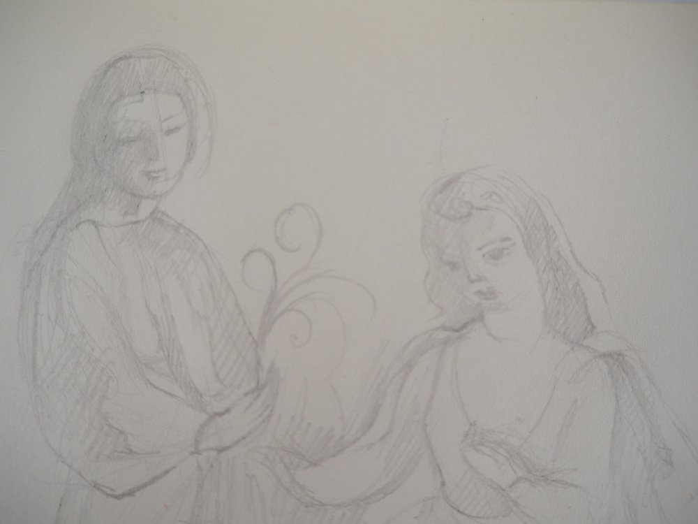 Marie Laurencin, Intimate Moment, Original Pencil Drawing for sale at ...