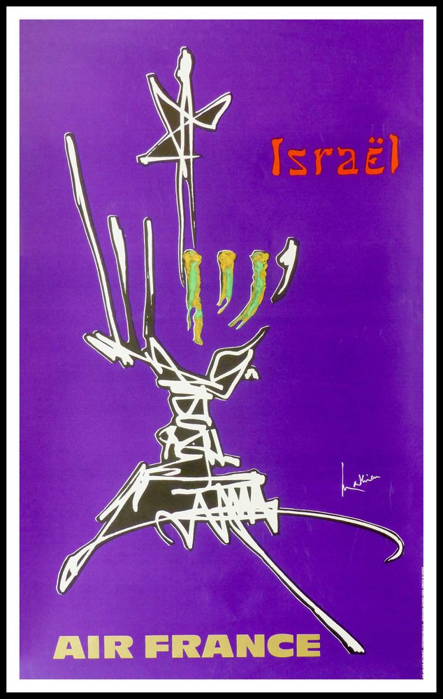 Georges Mathieu, Air France Israel, 1967, Original Poster bei Pamono kaufen