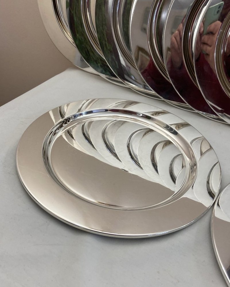 Italian Dinnerware Set in Silver 800, Set of 12 for sale at Pamono