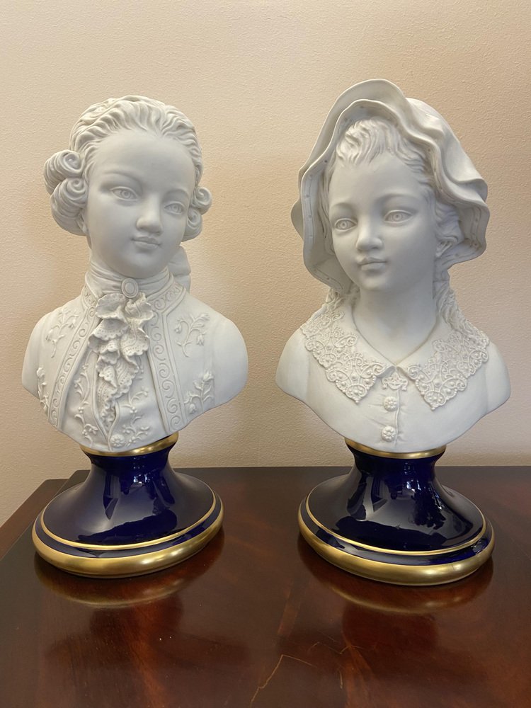 Porcelain Busts, Italy, 1980s, Set of 2 for sale at Pamono