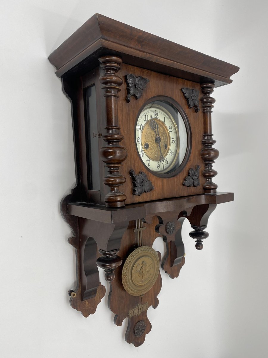 Antique German Wall Clock, 1890 for sale at Pamono