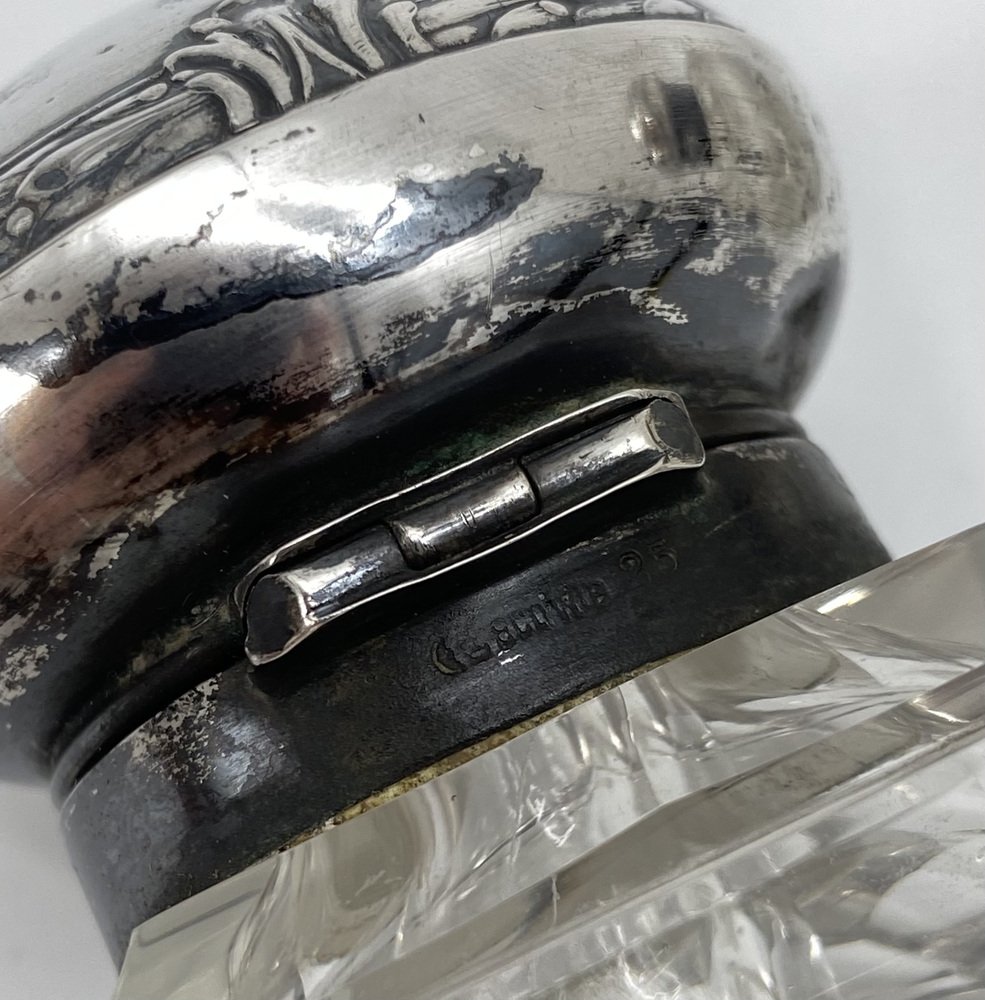 Art Nouveau Ink Barrel in Crystal Glass and 800 Silver by Wilhelm ...