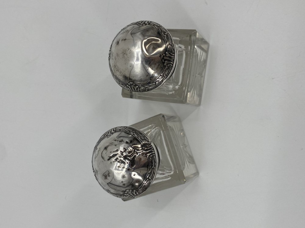 Art Nouveau Ink Barrel in Crystal Glass and 800 Silver by Wilhelm ...