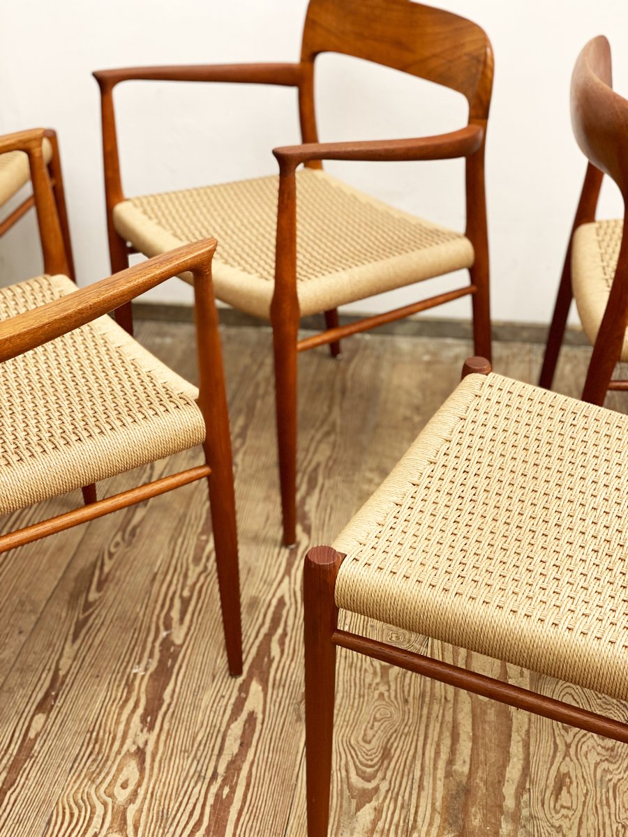 Mid-Century Danish Model 56 and 75 D Chairs in Teak by Niels O. Møller ...