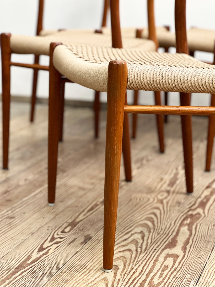 Mid-Century Danish Model 56 and 75 D Chairs in Teak by Niels O. Møller ...