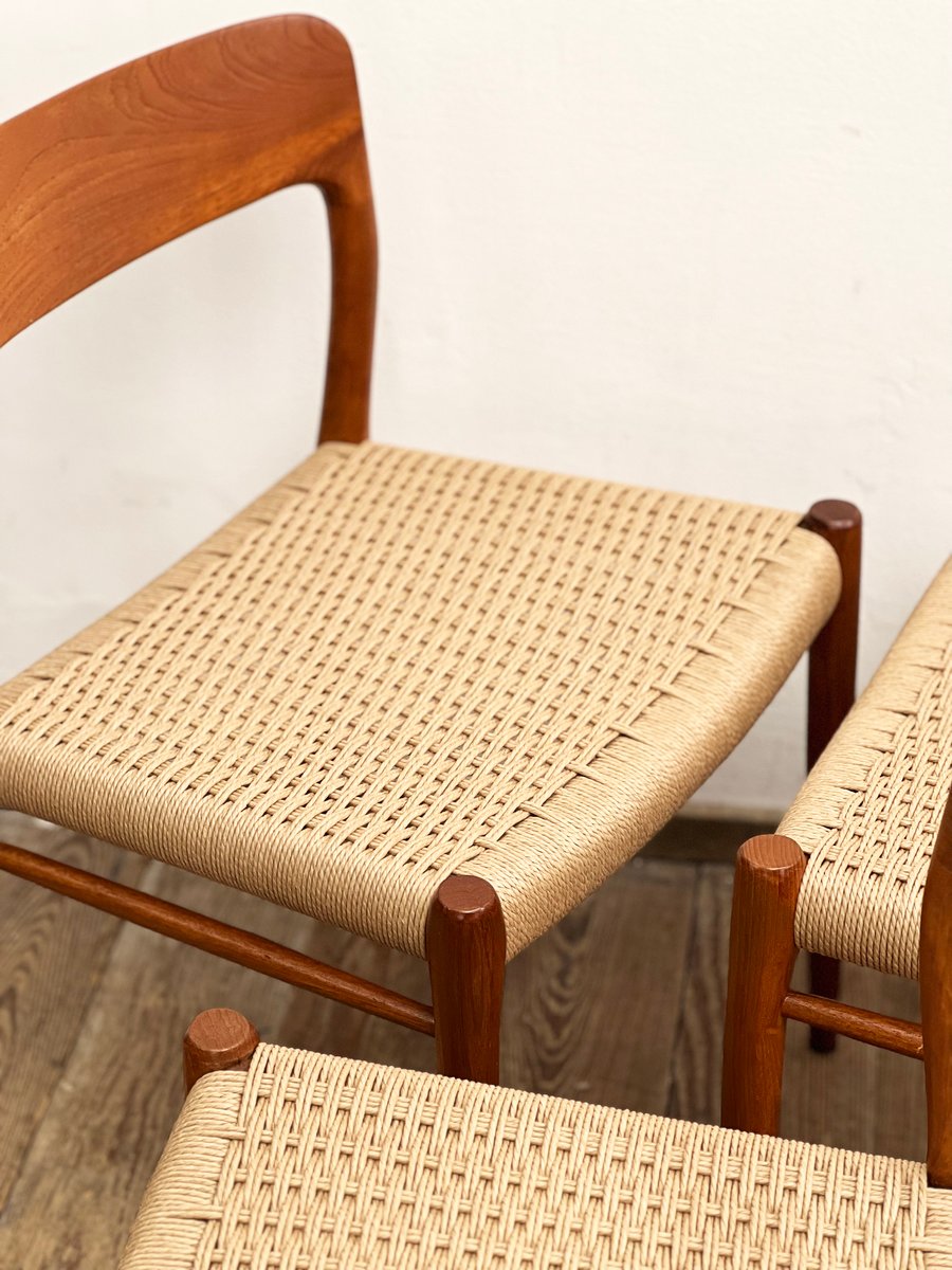 Mid-Century Danish Model 56 and 75 D Chairs in Teak by Niels O. Møller ...
