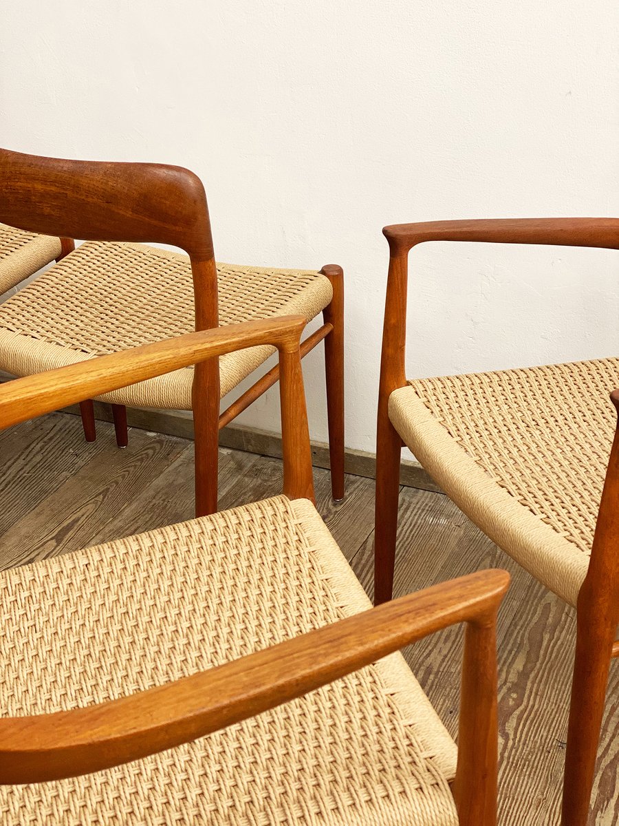Mid-Century Danish Model 56 and 75 D Chairs in Teak by Niels O. Møller ...