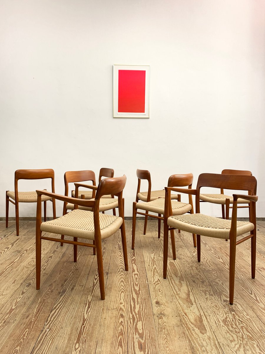 Mid-Century Danish Model 56 and 75 D Chairs in Teak by Niels O. Møller ...