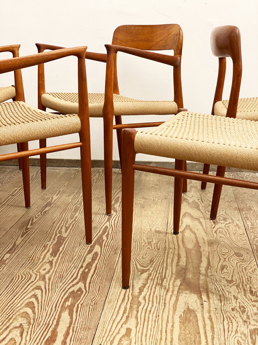 Mid-Century Danish Model 56 and 75 D Chairs in Teak by Niels O. Møller ...