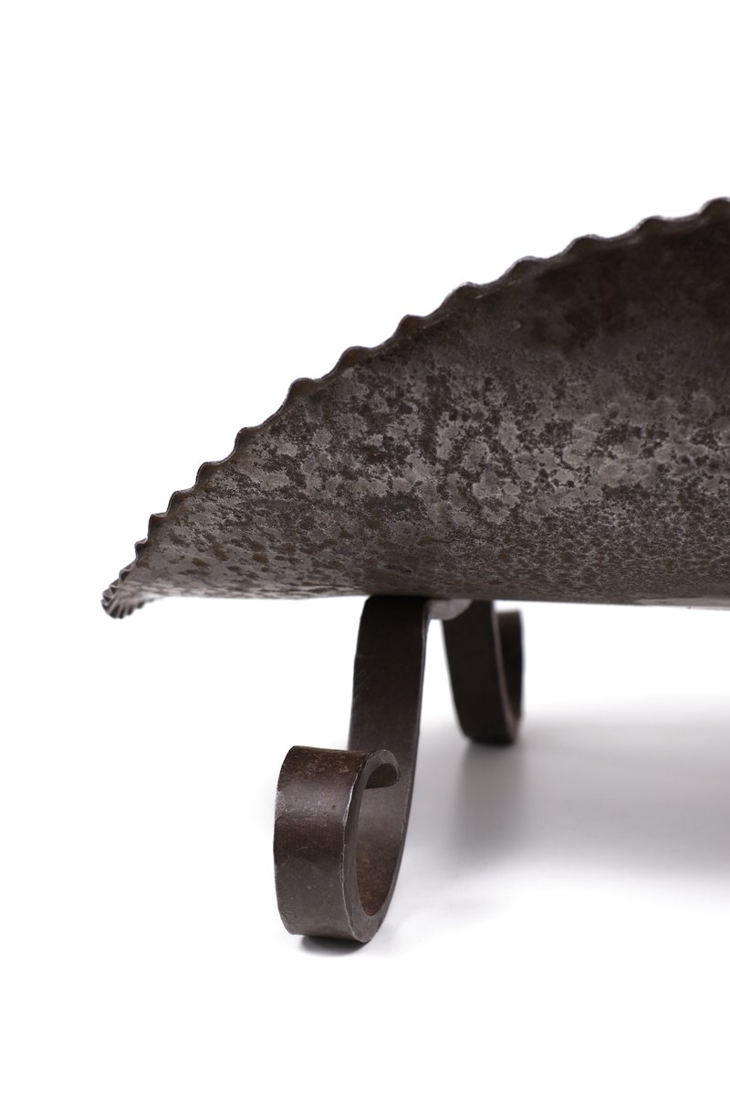 Vintage Wrought Iron and Wood Block Holder, 1950s for sale at Pamono