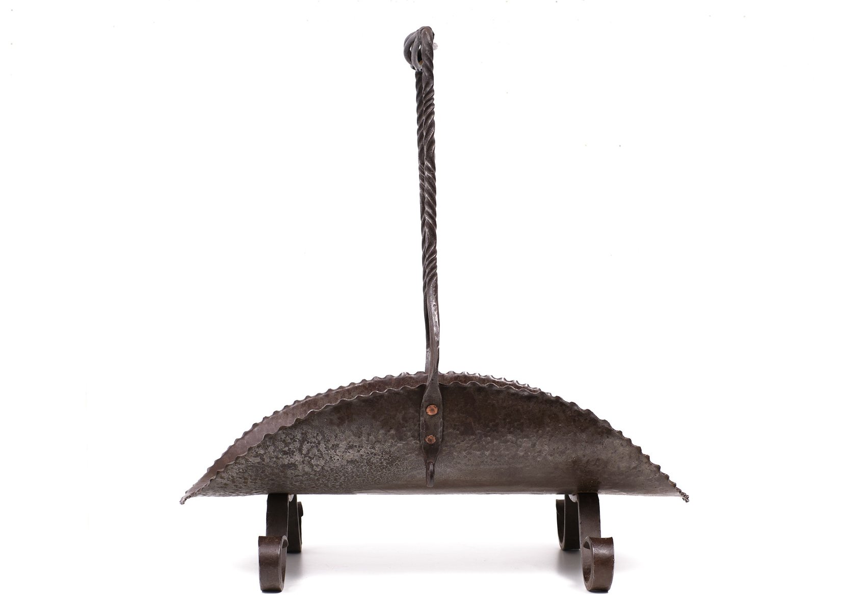 Vintage Wrought Iron and Wood Block Holder, 1950s for sale at Pamono