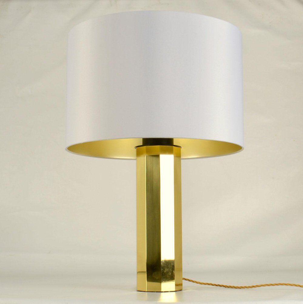 Tall Minimalist Octagonal Brass Table Lamps, 1970s for sale at Pamono