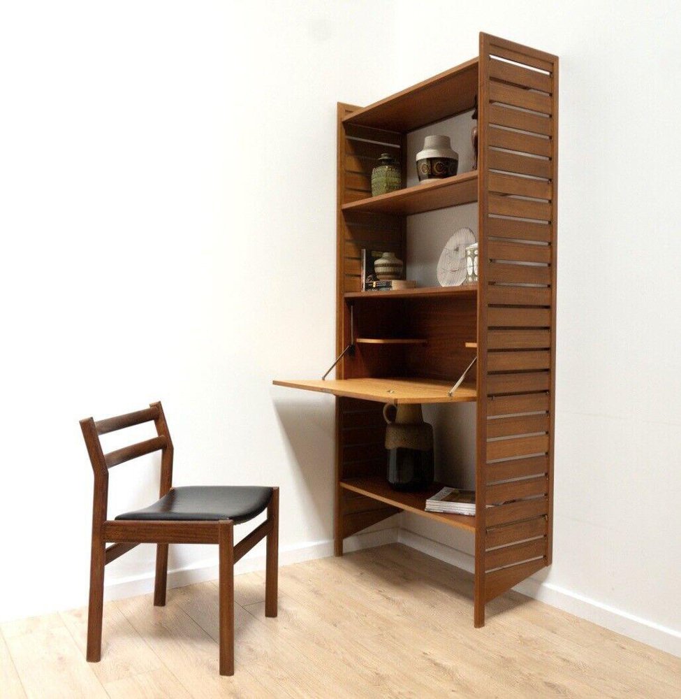 Vintage Teak Ladderax Bücherregal mit Schreibtisch von Staples bei ...