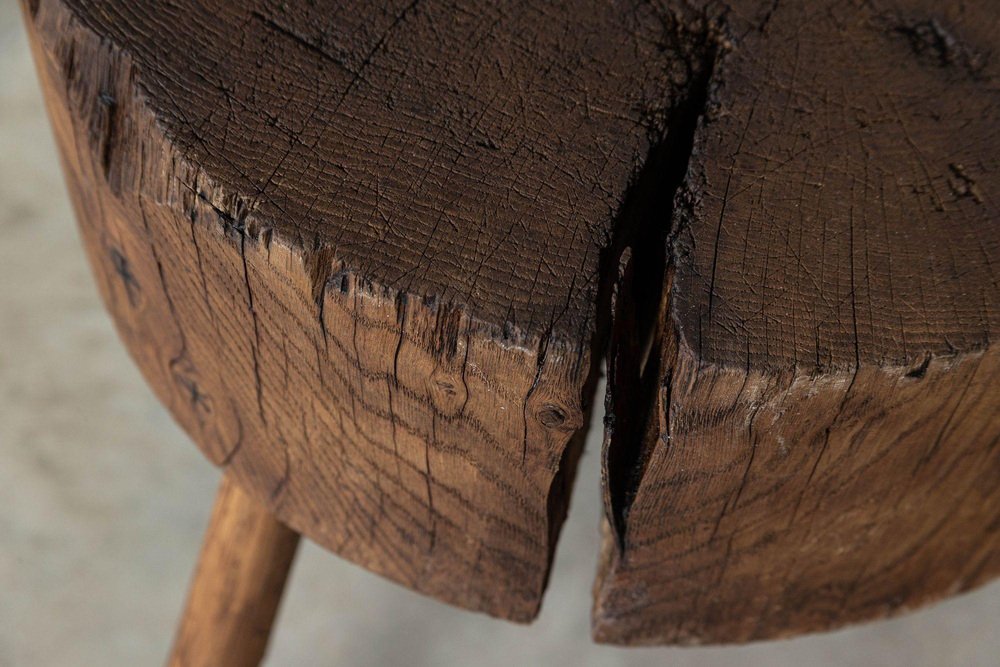 Antique French Elm Chopping Block Table, 1890 for sale at Pamono