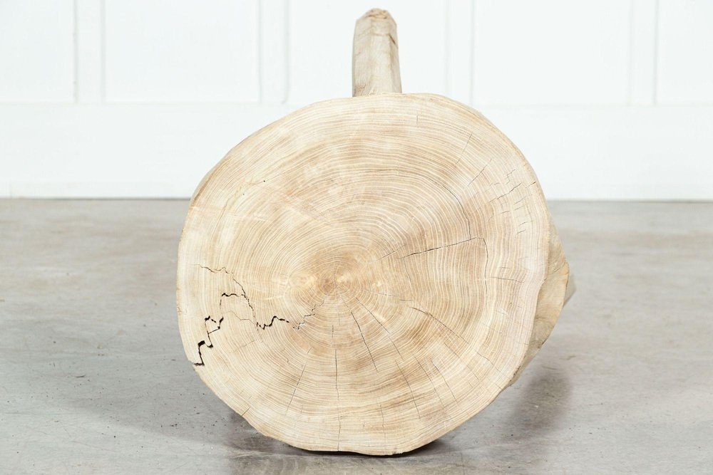 Antique French Bleached Elm Chopping Block Table, 1890 for sale at Pamono