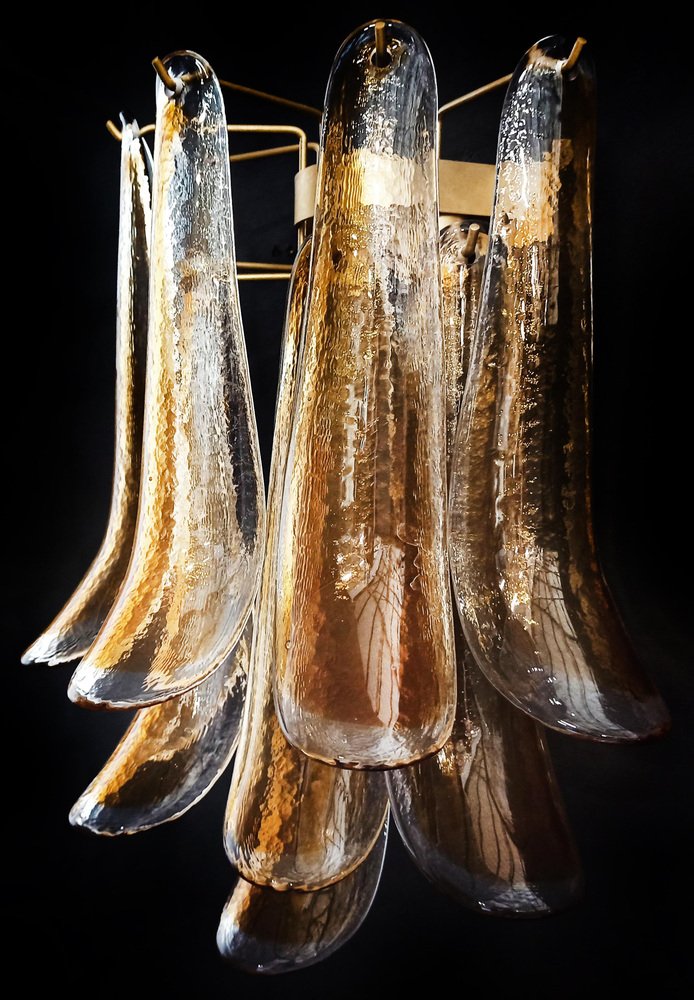 Vintage Italian Murano Wall Lights Amber Glass Petals, 1970s, Set of 2 ...