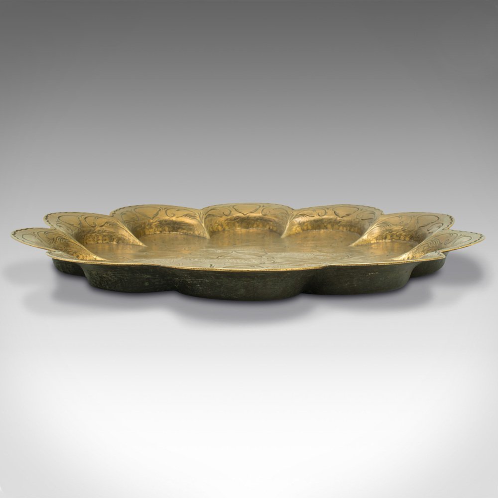 Antique Indian Victorian Decorative Brass Charger, 1880 for sale at Pamono