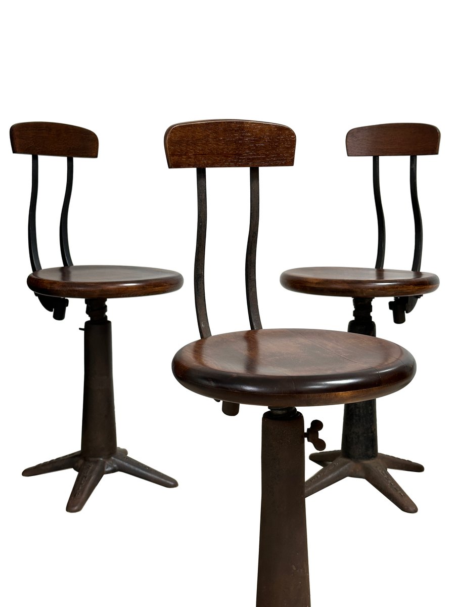Vintage Industrial Spring Back Stools from Simanco, 1920s, Set of 6 for ...