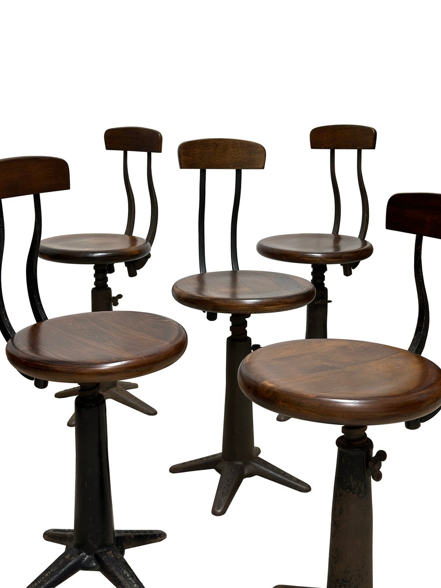 Vintage Industrial Spring Back Stools from Simanco, 1920s, Set of 6 for ...