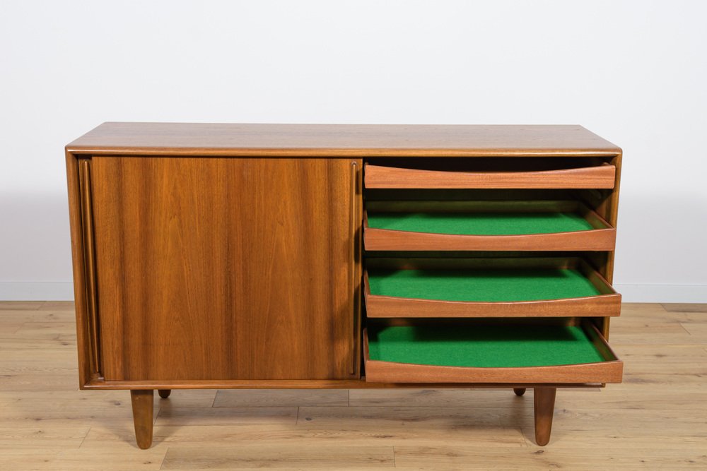 Small Mid-Century Danish Walnut Sideboard, 1960s for sale at Pamono