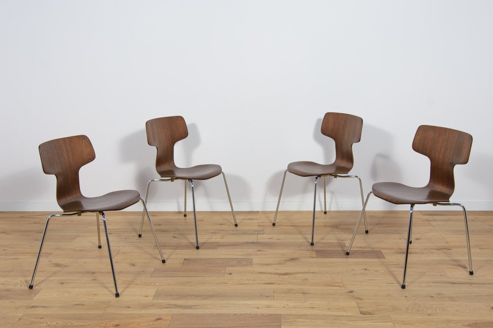 Model 3103 Dining Chairs by Arne Jacobsen for Fritz Hansen, 1970s, Set ...