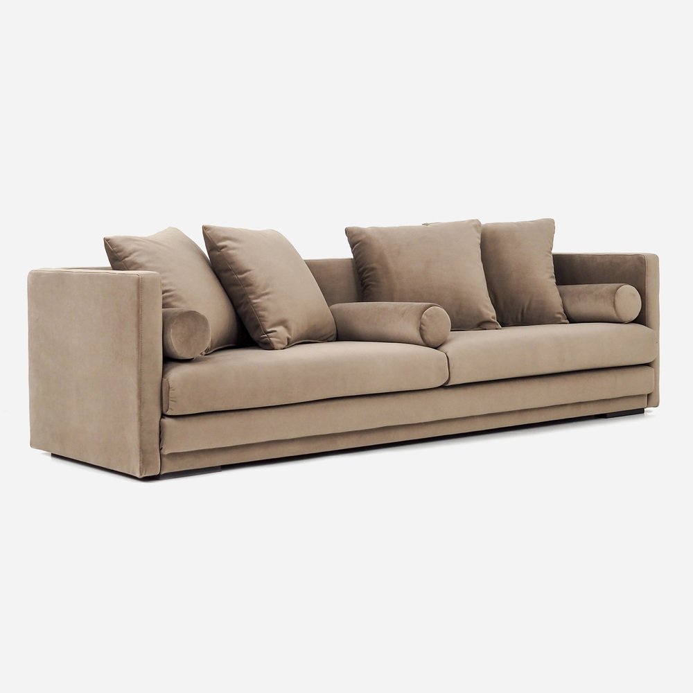 Scandinavian Malmo Sofa in Brown Velour, 1990s for sale at Pamono