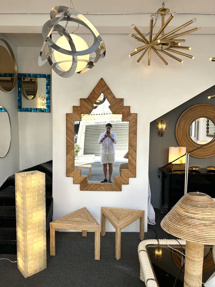 Large Italian Rattan Pyramid Mirror from Vivai Del Sud, 1970s for sale ...
