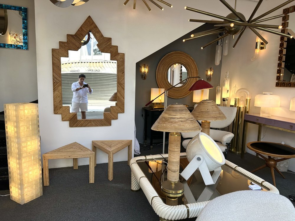 Large Italian Rattan Pyramid Mirror from Vivai Del Sud, 1970s for sale ...