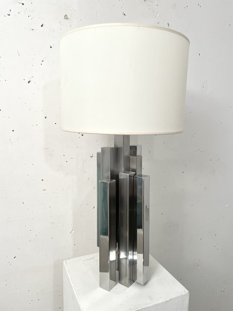 Steel Sculpture Table Lamp, 1970s for sale at Pamono
