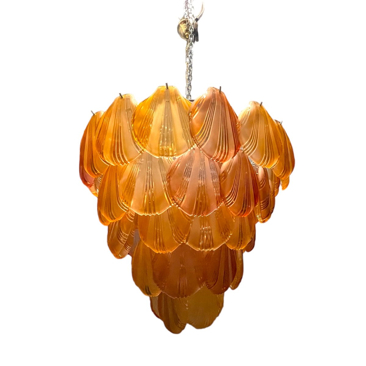 Large Terracotta & Glass Shell Chandelier, 1980s for sale at Pamono