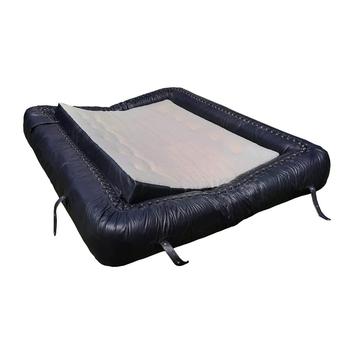 Canapé Trois Places Anfibio en Cuir Noir par Alessandro Becchi pour ...