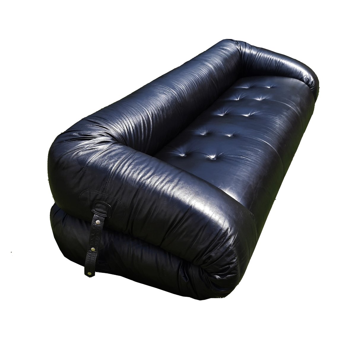 Canapé Trois Places Anfibio en Cuir Noir par Alessandro Becchi pour ...